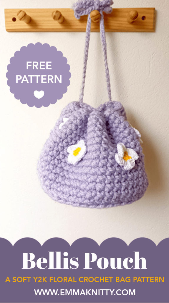Bellis Pouch Crochet Pattern – Floral Y2K Inspired Drawstring Bag ...